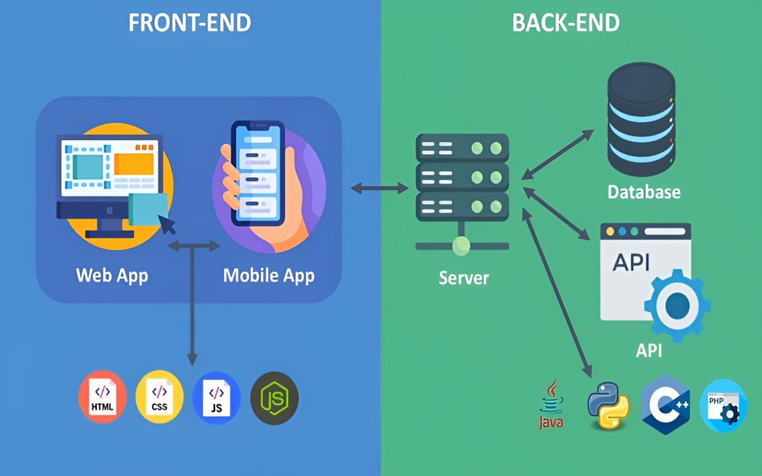 Sự khác biệt chính giữa Frontend và Backend - IDC Online